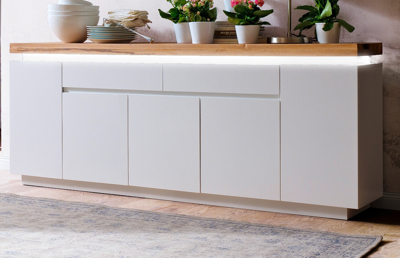 Sideboard Wei 223 200 Cm Sideboard G 246 teborg matt wei 223 und Eiche massiv 