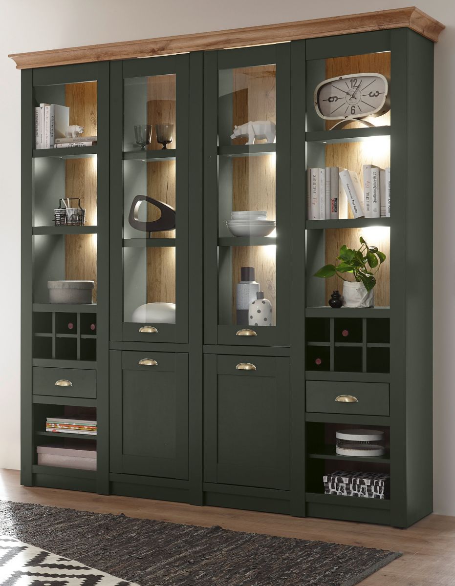 Buffetschrank "Norwich" in grün und Wotan Eiche 194 cm